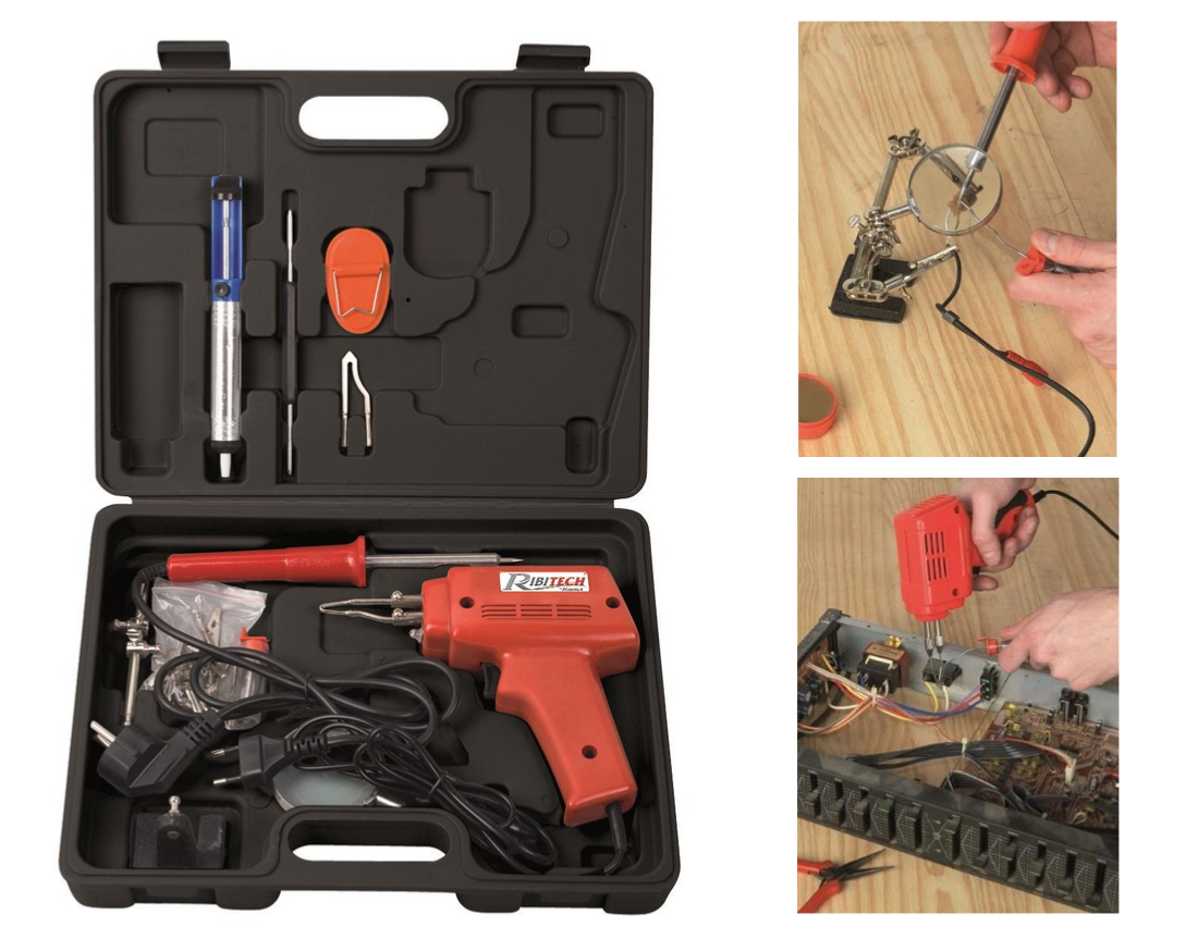Coffret kit de soudure fer + pistolet + accessoires